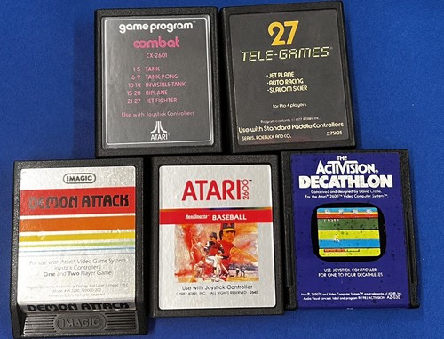 5 Vintage Atari 2600 Video Game Cartridges Demon Attack Tele-Games ...