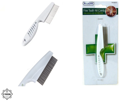 FINE TOOTH NIT HAIR COMB METAL With Handle Remove Head Lice Eggs 14 CM ...