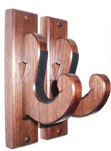 Walnut Wooden Gun Rack Hangers Antique Rifle Shotgun Sword Scroll Wall ...