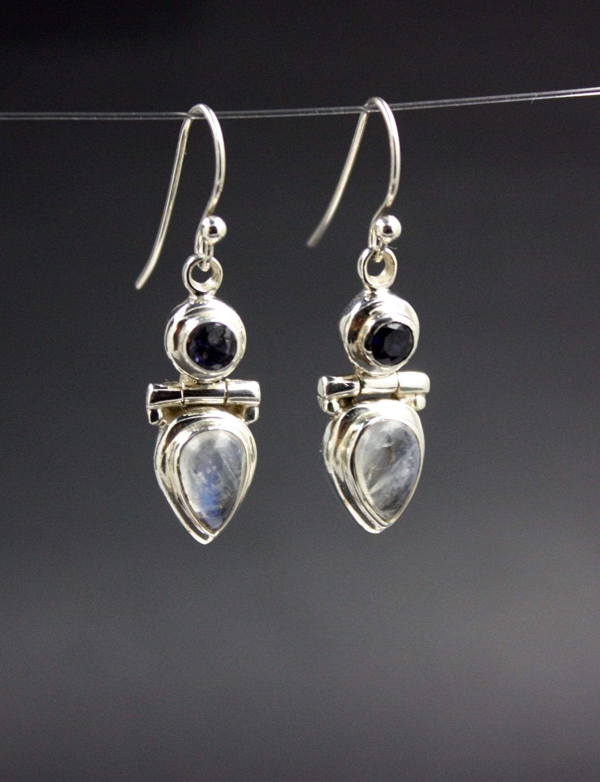 GENUINE MOONSTONE AND IOLITE EARRINGS 925 STERLING SILVER FAST FREE ...