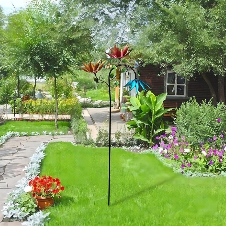 Summer Multi Colored Flowers Wind Spinner, Wind Spinners for Yard and ...