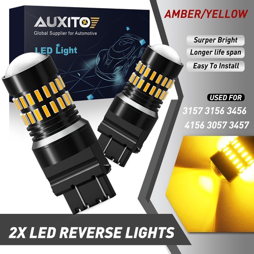 2PCS 3157 3156 3456 CAR AMBER 48-4014 LED TRUN SINGLE LIGHT BULBS 12V ...