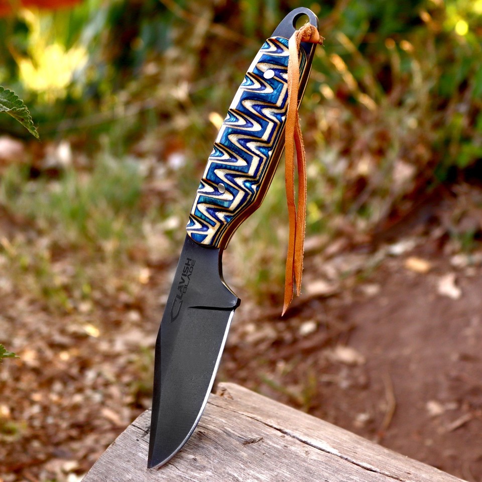 Premium Stainless Acid Wash Hunting Bowie Knife Zig Zag Handle with ...