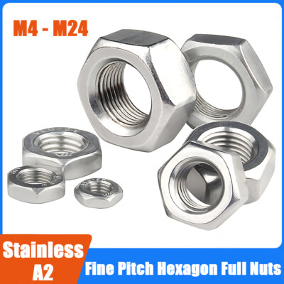 A2 Stainless Steel Fine Pitch Hexagon Full Nuts Hex Nut Din 934 M4 M5 ...