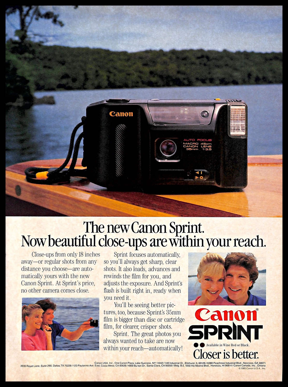 1985 Canon Sprint Photo Camera Vintage PRINT AD Close-up Pictures ...