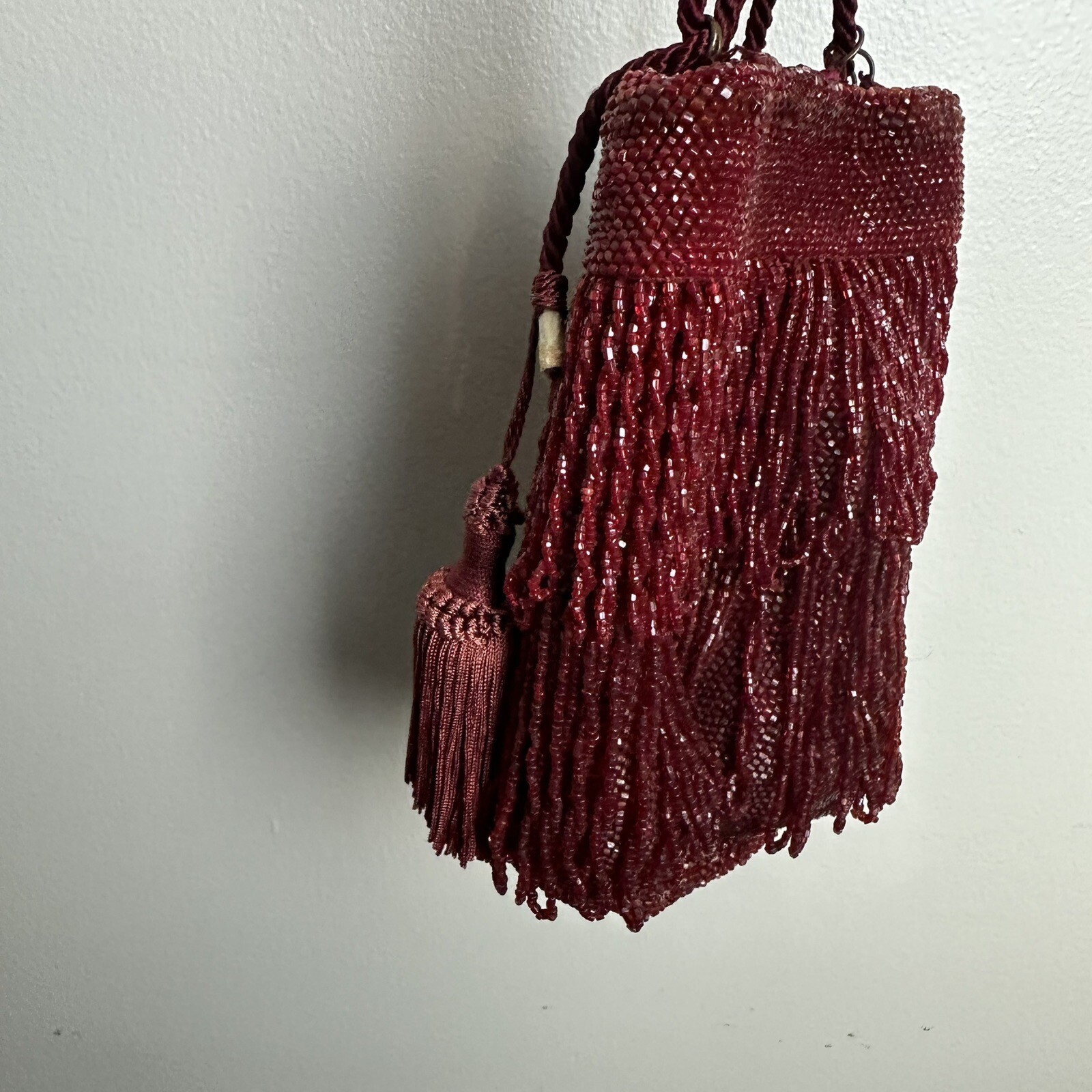 Vintage 1920s Red Beaded Flapper Purse Bag Reticule D… - Gem