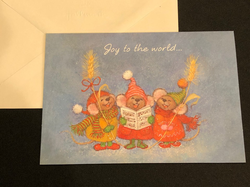 Vintage Hallmark Christmas Card Singing Mouse Caroling Mice ~ Unused w ...