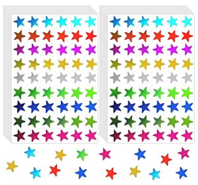 1620 Pack 9 Colors Small Foil Star Stickers for Kids Reward Home School ...