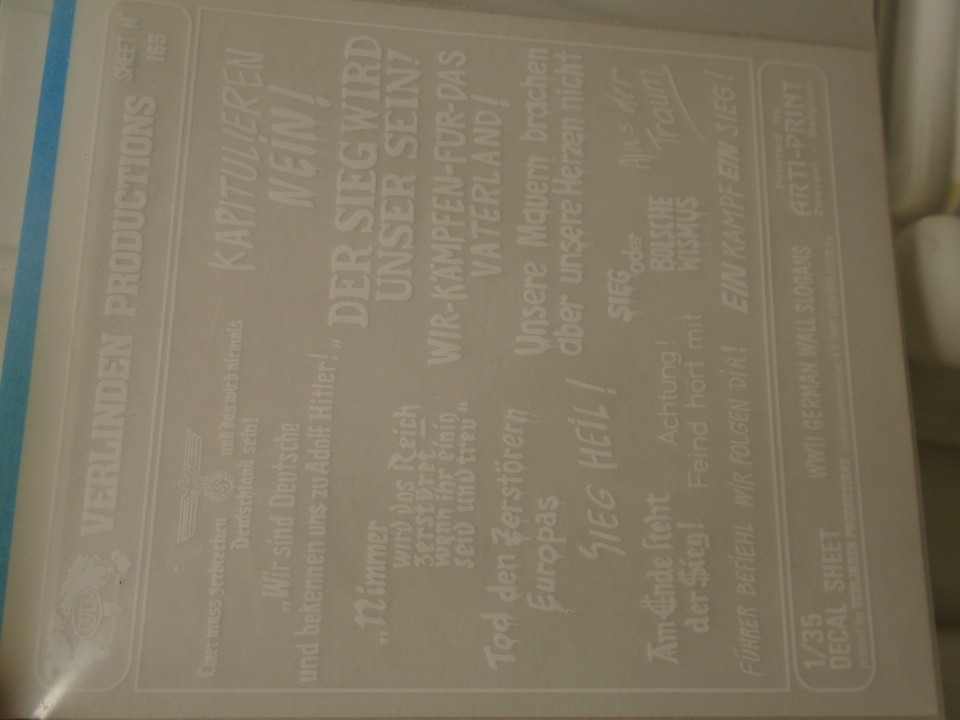 1:35 Verlinden Dry Transfer - WW2 German Wall Slogans+2 PROPAGANDA Wall ...