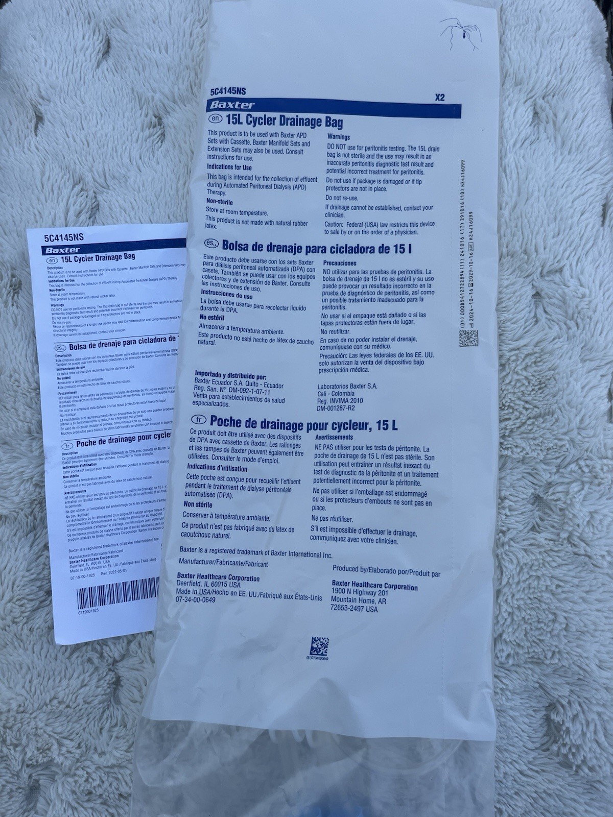 15 L ~ 5C4145NS ~ BAXTER 2 Bags Per Package | eBay