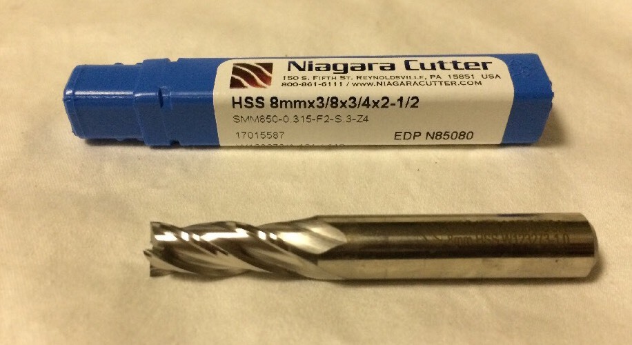 Niagara Cutter HSS 8mmx3/8x3/4x2-1/2 Steel Square Nose End Mill N85080 ...