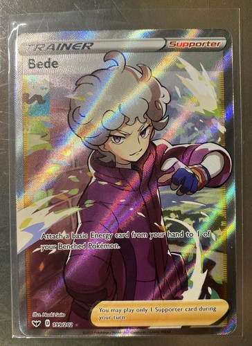 Bede 199/202 Full Art Trainer Sword & Shield Ultra Rare Pokemon Card ...