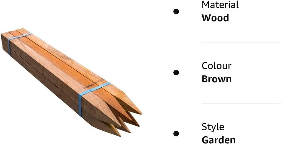 10 x Square Wooden Tree Stakes 1.5m (5ft) tall x 32mm wide pressure ...