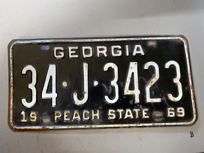 Vintage 1969 Georgia License Plate 34-J-3423 | eBay