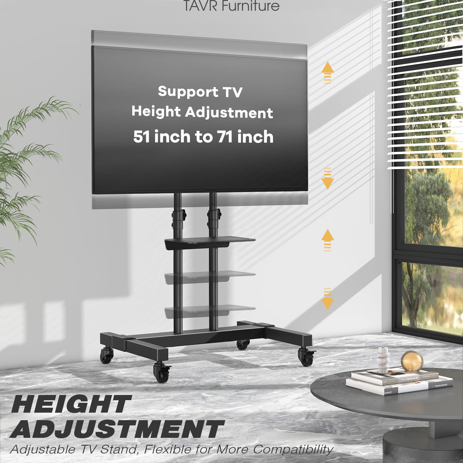 Tall Mobile TV Stand Rolling TV Cart with Mount Wheels for 32-80 inch ...