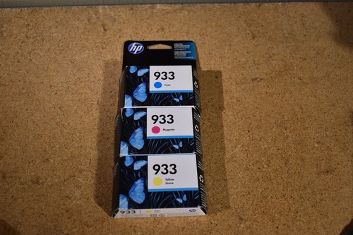 Lot of 3 Ink HP 933 Cyan Magenta Yellow Cartridge New Expired Sept 2017 ...