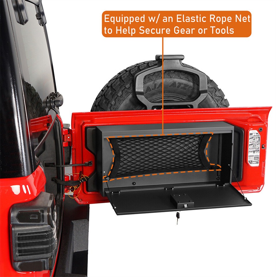 Fit 2018-2025 Jeep Wrangler JL 2nd Gen Tailgate Table Rear Door Storage ...