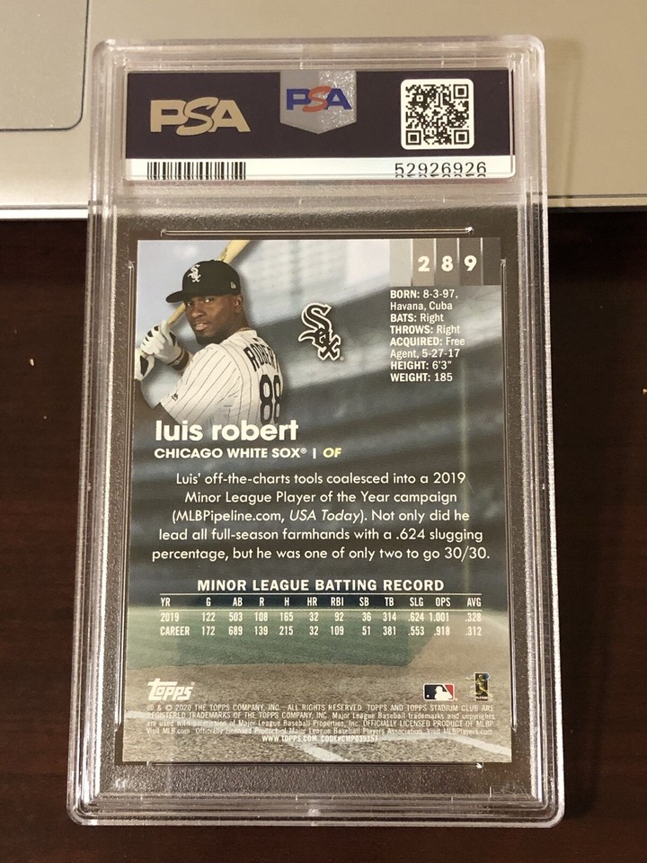 2020 Topps Stadium Club Luis Robert Rookie RC Card PSA 9 Mint White Sox ...