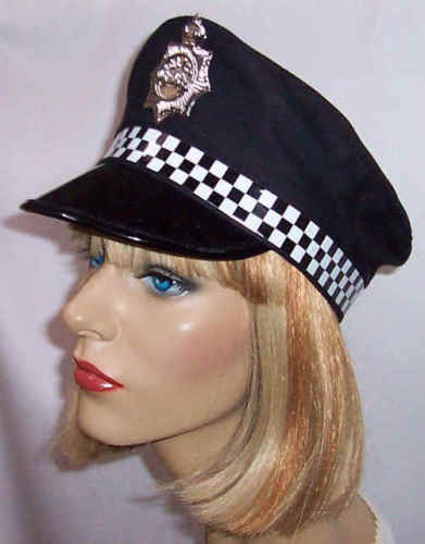 Unisex Policeman Hat with Check Band - Fancy Dress Costume Accessory ...