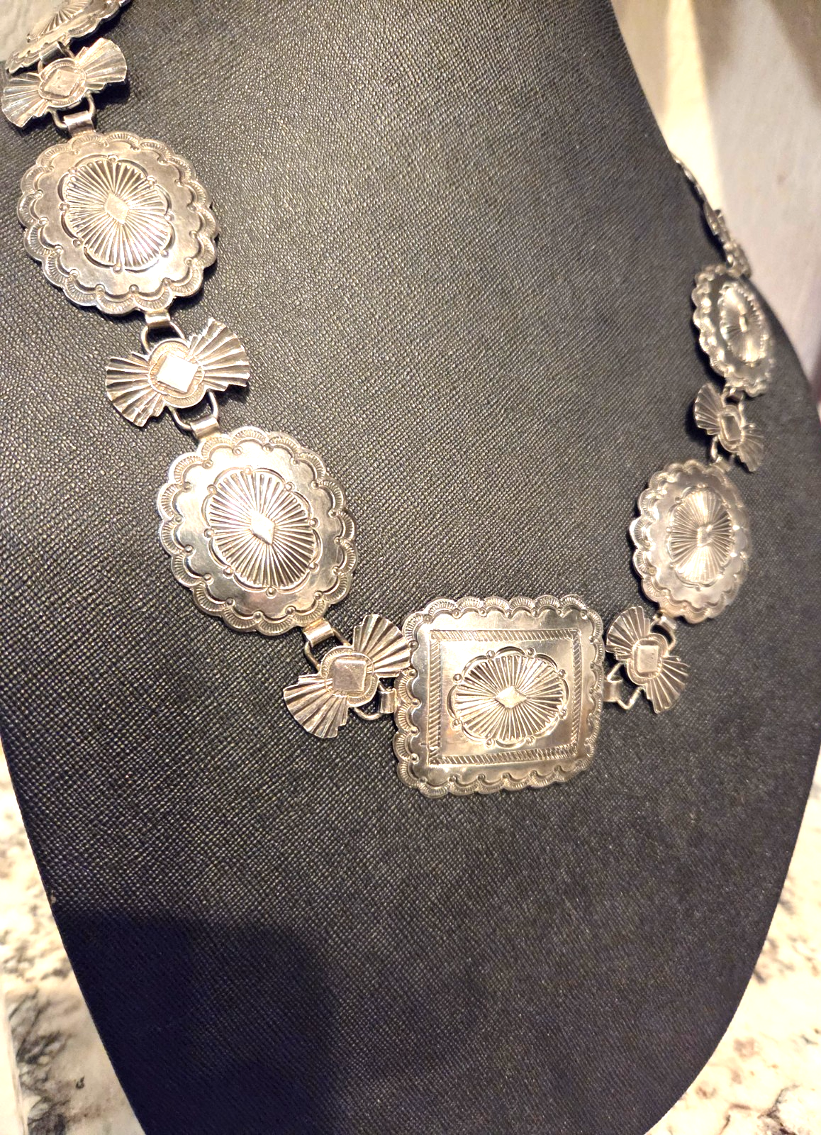 Vintage Sterling Silver Southwestern Concho Necklace (RK-440) | eBay