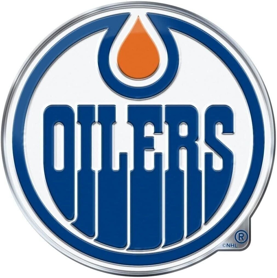 Edmonton Oilers Auto Emblem, Aluminum Metal, Embossed Team Color ...