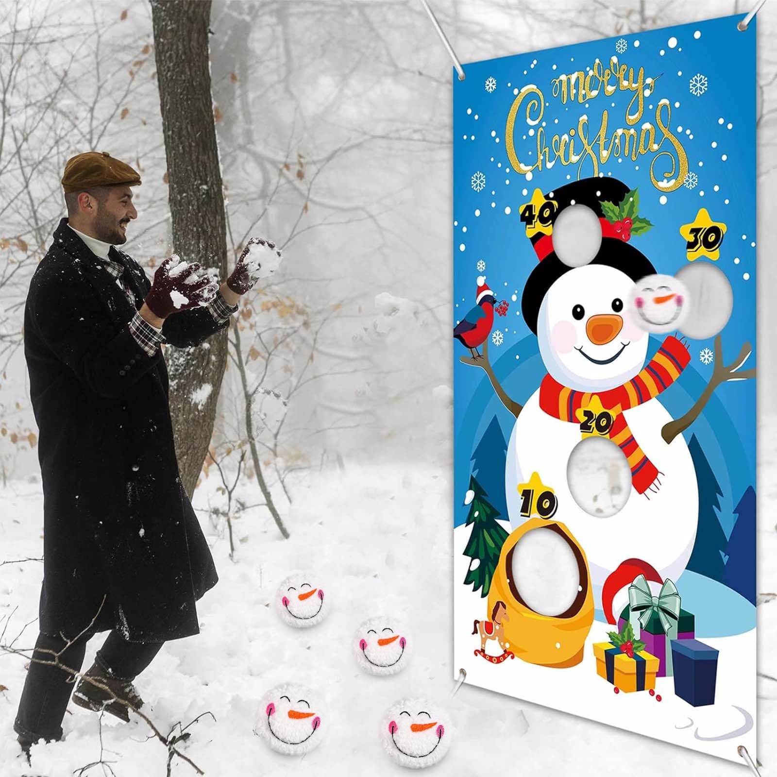Snowman Toss Games Banner, Winter Christmas Holiday Party Game with 5 ...