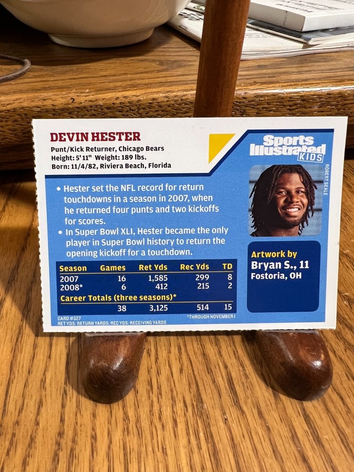 2008 Sports Illustrated for Kids Drawing Contest Winners Devin Hester ...