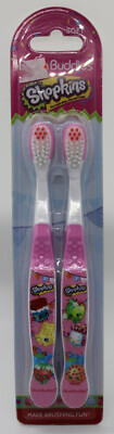 SHOPKINS 2pc KIDS SOFT TOOTHBRUSHES 2016 BRUSH BUDDIES - SEALED LAST ...