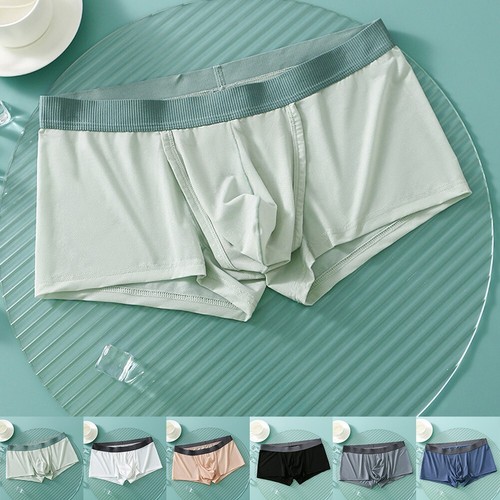 Men Ice Silk Breathable Comfy Boxers Underwear Bulge Boxer Briefs ...