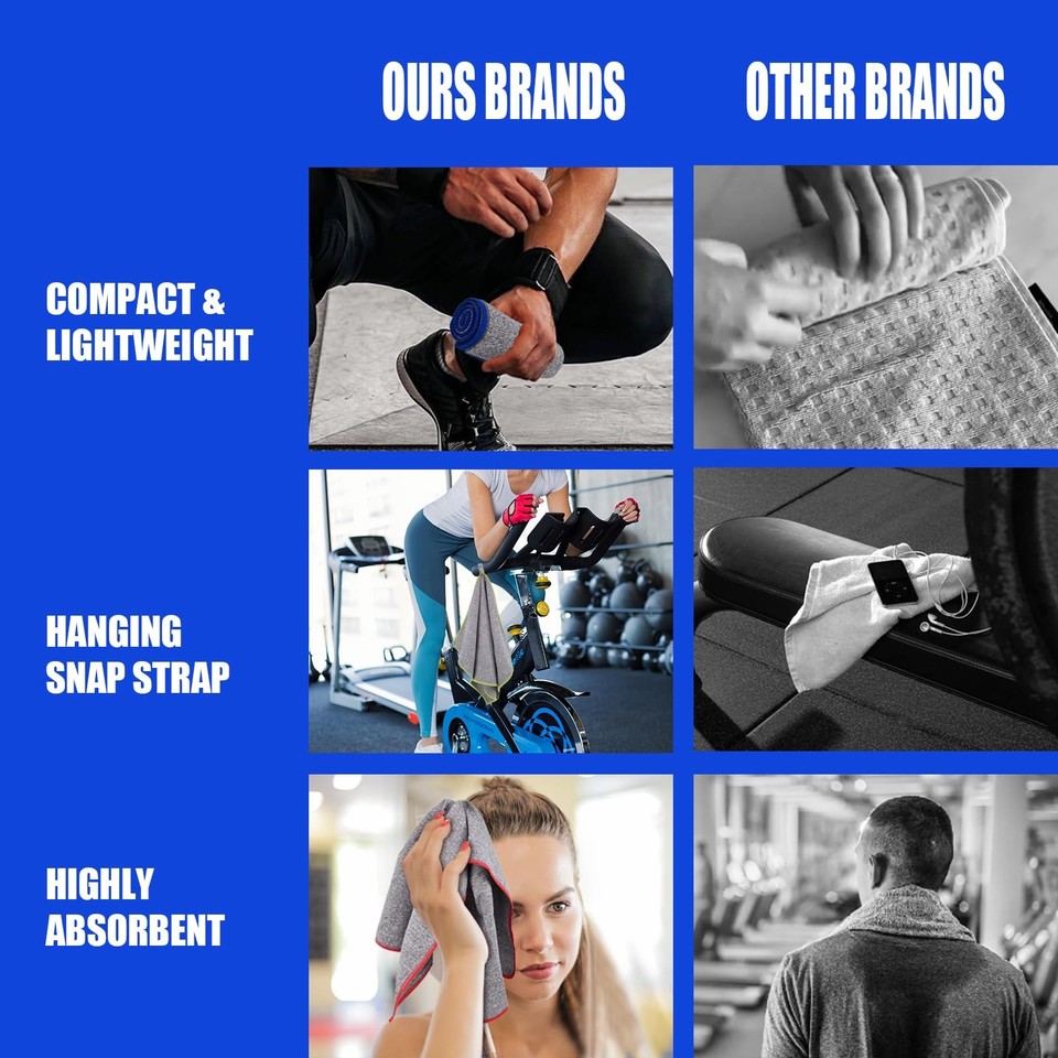 Vnoss Microfiber Quick Dry Gym Towel, Silver ION 5Pack - 16*27Inch ...