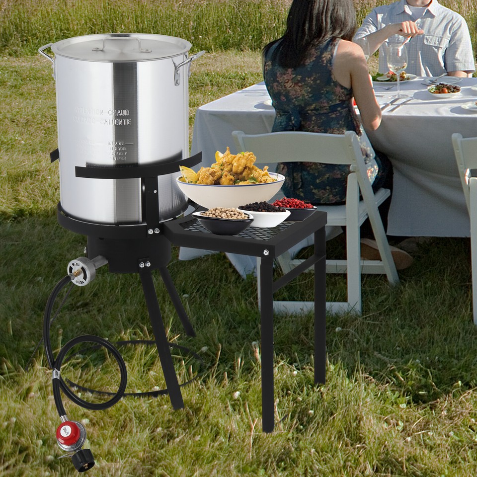 Outdoor Deep Turkey Fryer 30QT Gas Propane Stock Pot Cooker Rack 10QT ...