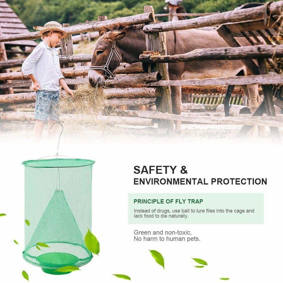 4 X Fly Trap Ranch Reusable Catcher Killer Cage Net Pest Bug Catch ...
