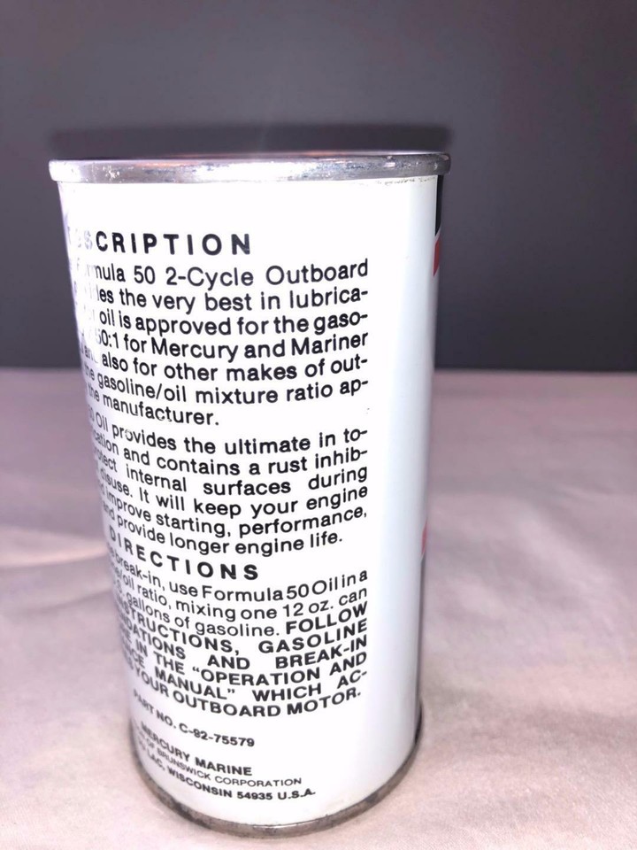 Vintage Quicksilver Formula 50 2 Cycle. Outboard Motor Oil Can Pop Top ...