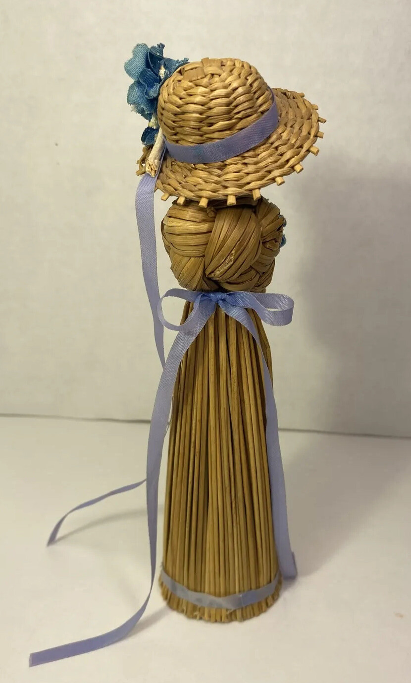 Rush Doll Straw Doll Union Made in Korea Wooden Head and Base | eBay