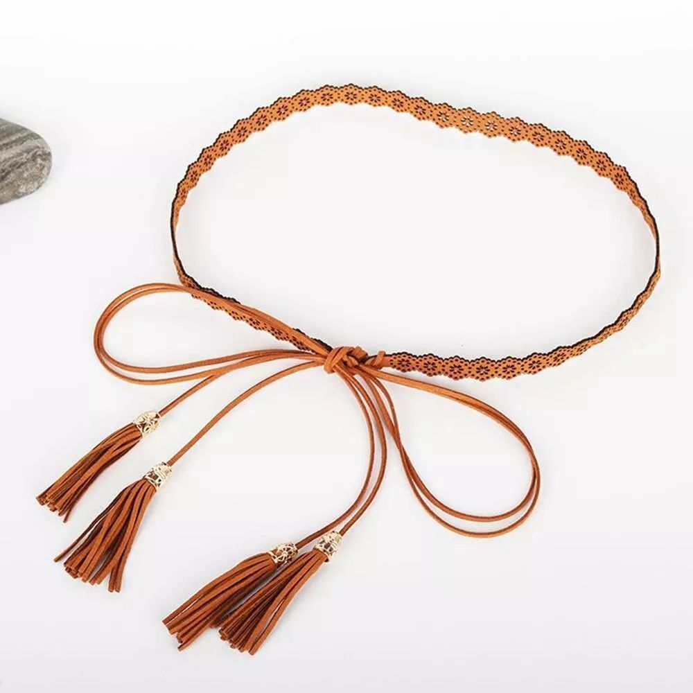 Solid Color Hollow Belt Waist Rope Women Waist Chain Braided Tassel ...