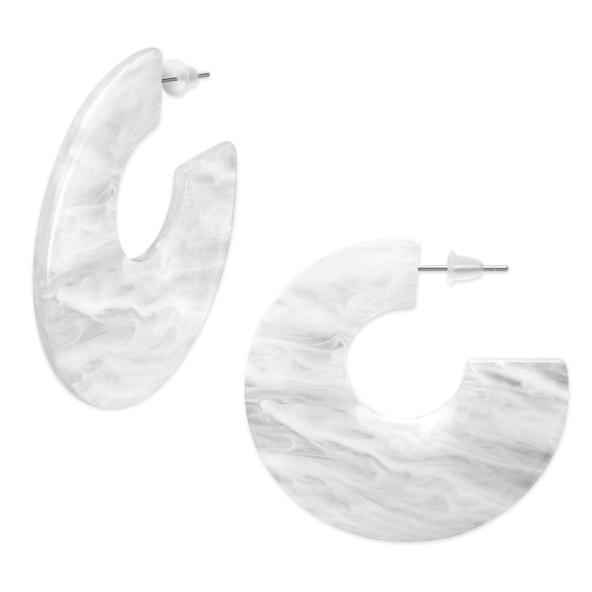 Ohrstecker im Perlmutt Design Ohrringe Loops weiß rund Muschel Damen ...