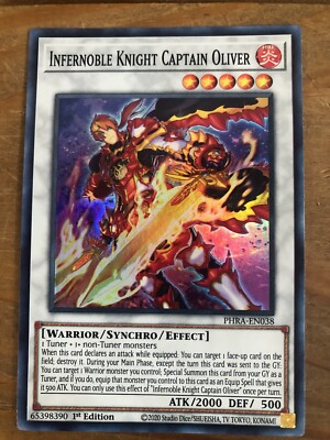 Yugioh! Infernoble Knight Captain Oliver PHRA-EN038 SUPER RARE HOLO 1st ...
