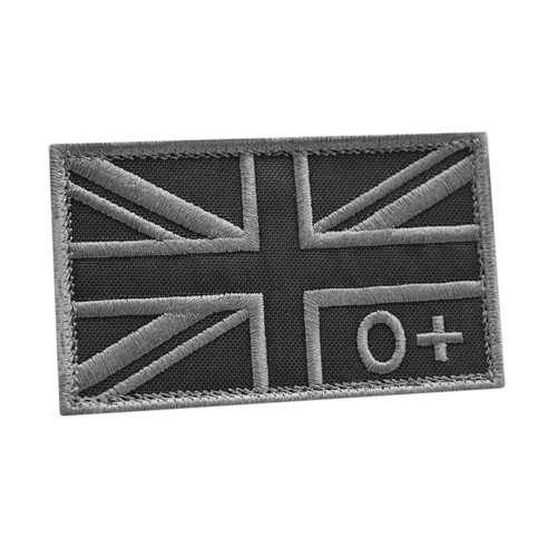 Subdued Union Jack OPOS Blood Type 2x3.25 O+ UK Flag IFAK Great Britain ...
