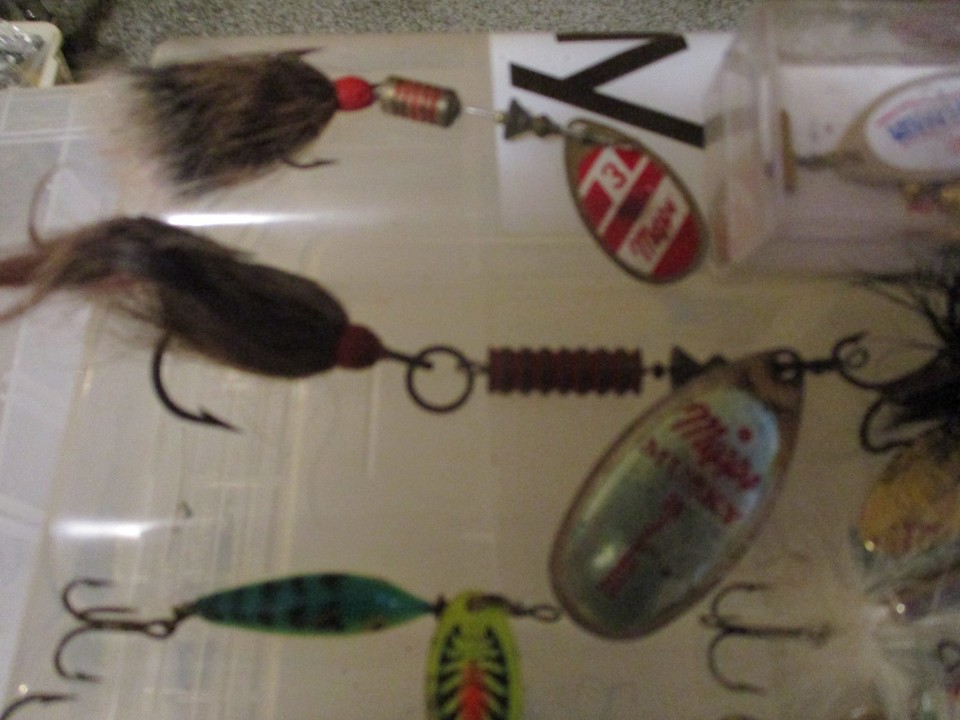 lot of 29 mepps,roostertail,blue fox, panther martian spinner fishing ...