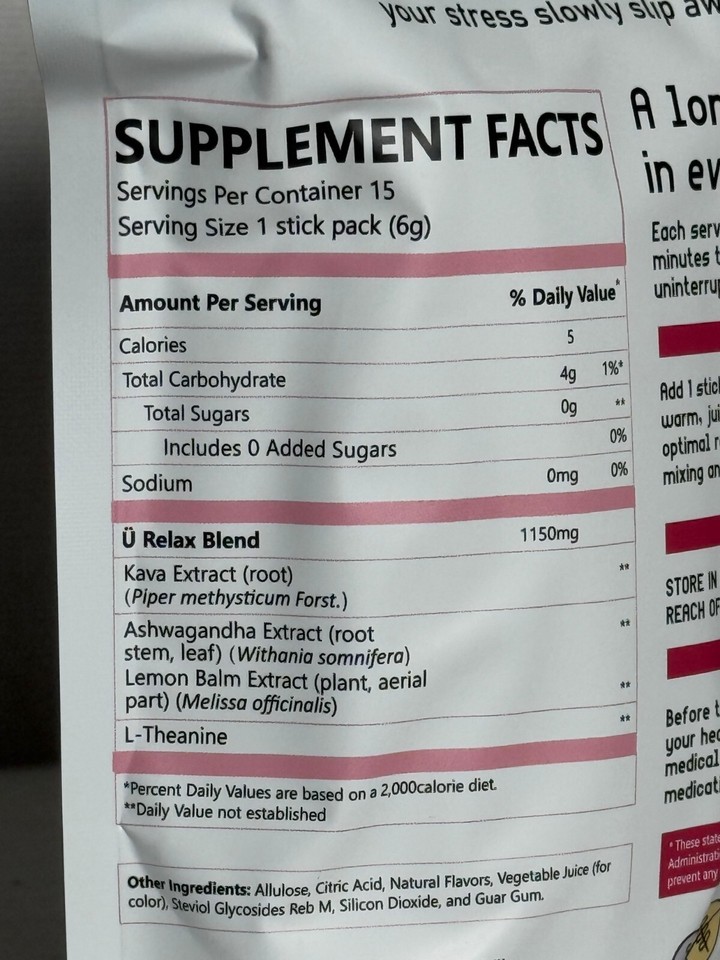 U Relax Calming Co - Mixed Berry Flavored 15 Sticks Pack - Brand New ...