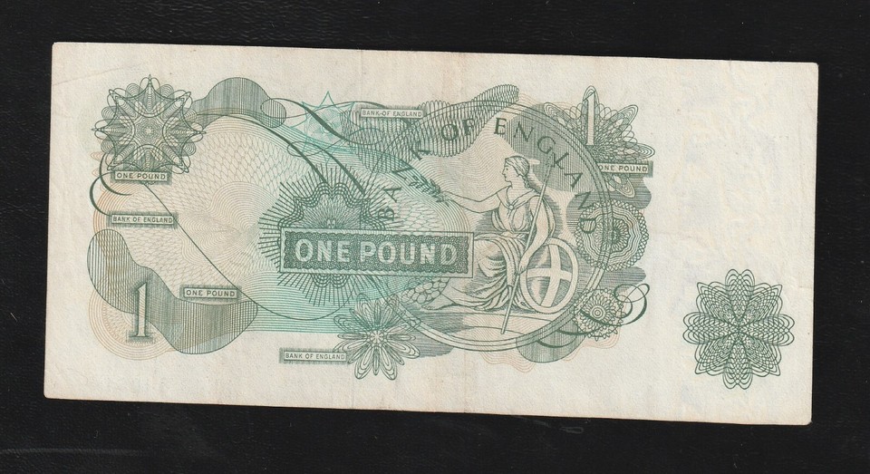Great Britain, 1 Pound, 1970, P-374g, Banknote, Queen Elizabeth II, J.B ...