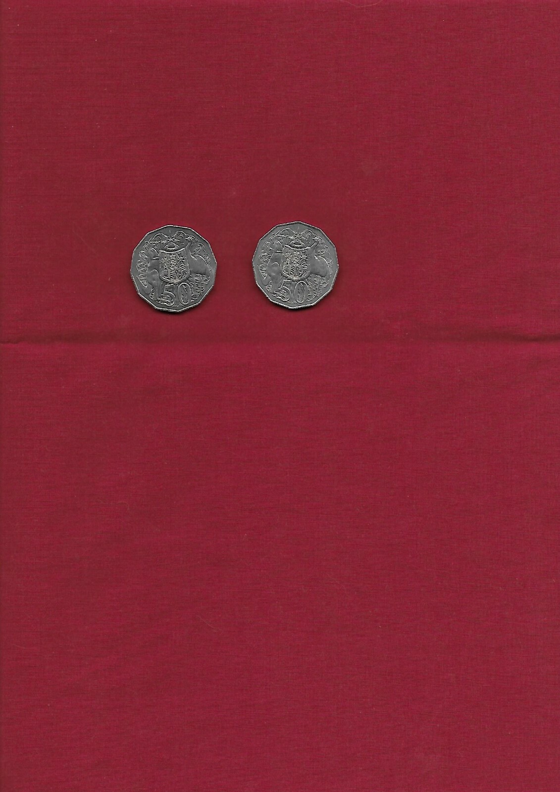 1979 & 1980 DOUBLE BAR, UN CIRCULATED, 50c COINS - ex mint roll " VERY ...