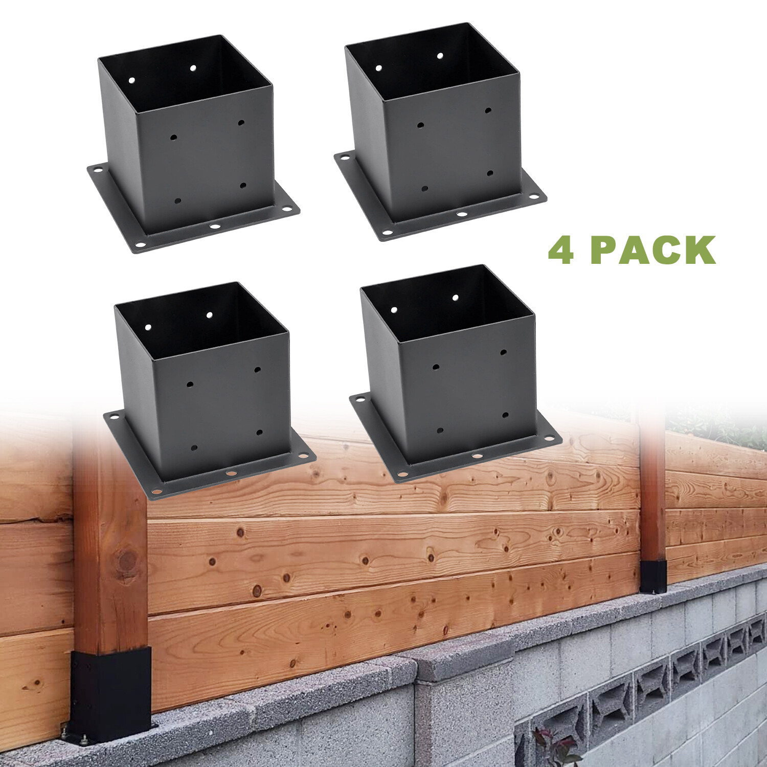4 PCS 6x6 Post Base Post Anchors Deck Post Brackets Steel Inner 5.6x5.6 ...