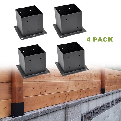 4 PCS 6x6 Post Base Post Anchors Deck Post Brackets Steel Inner 5.6x5.6 ...