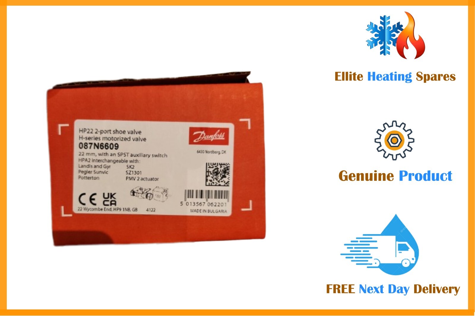 Brand New Danfoss 087N6609 HP22 2 Port 22mm Motorised Zone Valve ...
