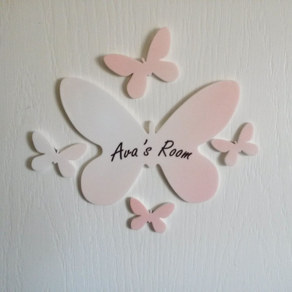 Personalised Colour Butterfly Door Name Plaque Boy or Girls Bedroom ...
