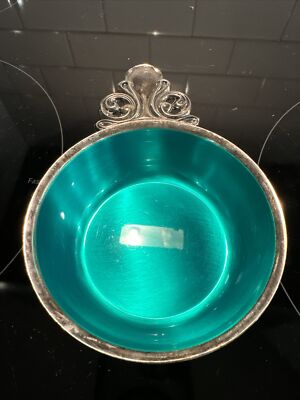 Vintage ONEIDA Cambridge Ornate Porringer Bowl Green Enamelware Rare 4. ...