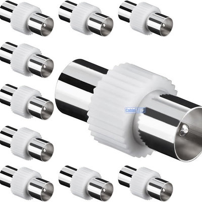 10 x TV Aerial Lead COUPLER Male to Male COAX Connector COAXIAL Adapter ...