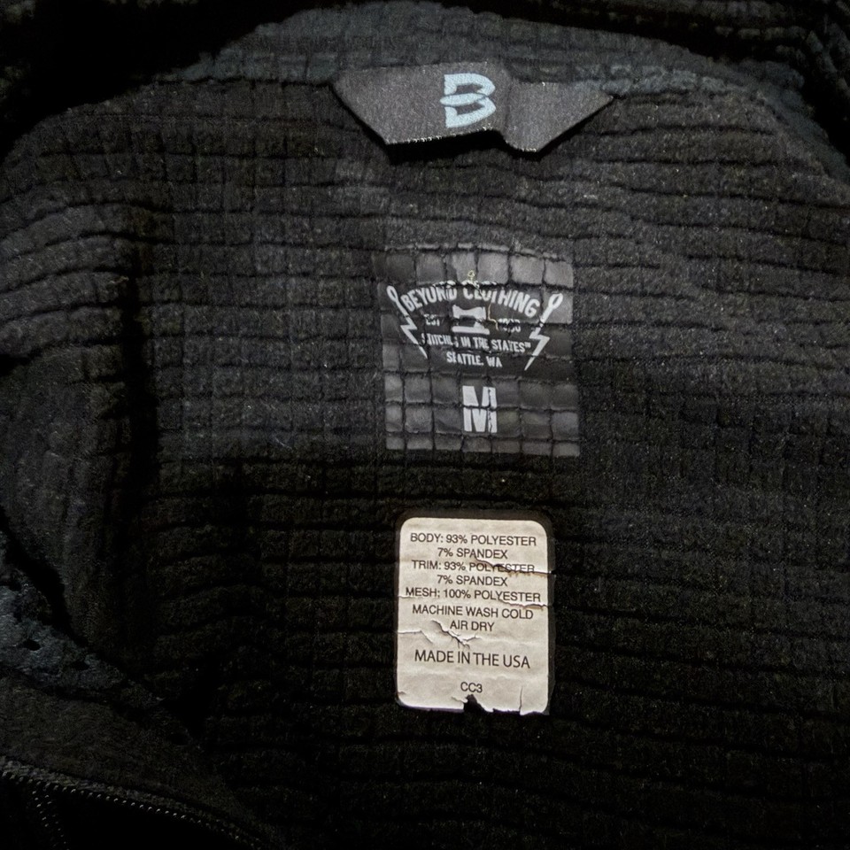 Beyond Clothing Sweater Mens M Black Half Zip Grid Fleece Pullover Tech ...