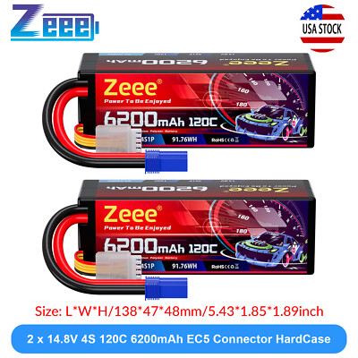 2x Zeee 4S 6200mAh Lipo Battery 14.8V 120C EC5 HardCase for RC Car Truck Buggy | eBay